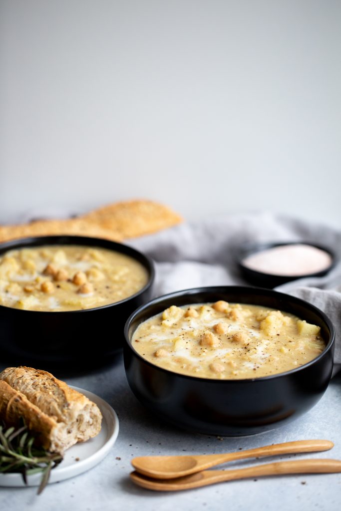 Vegan Cauliflower Chickpea Chowder - Tastes of Thyme