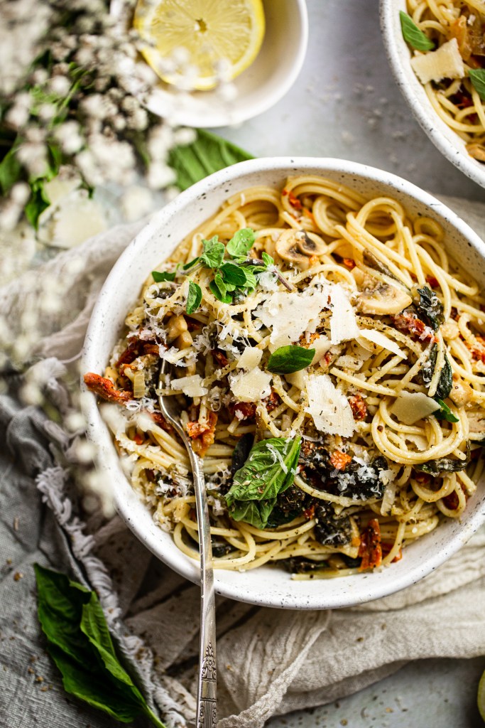 Quick and Easy Lemon Parmesan Pasta with Mushrooms - Tastes of Thyme